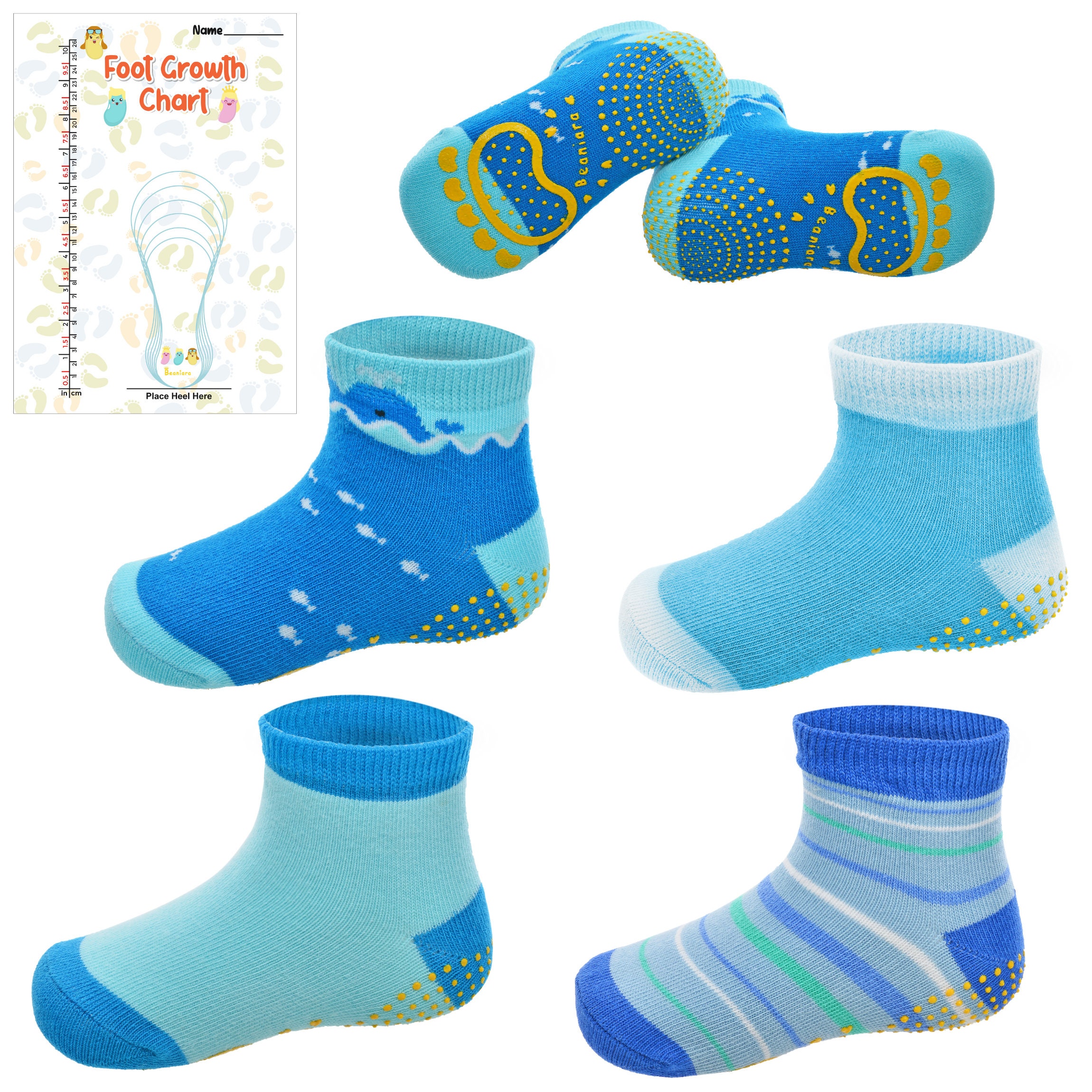 4 Pairs Non Toxic Silicon Grip Anti Slip Skid Socks for Baby Toddler ...