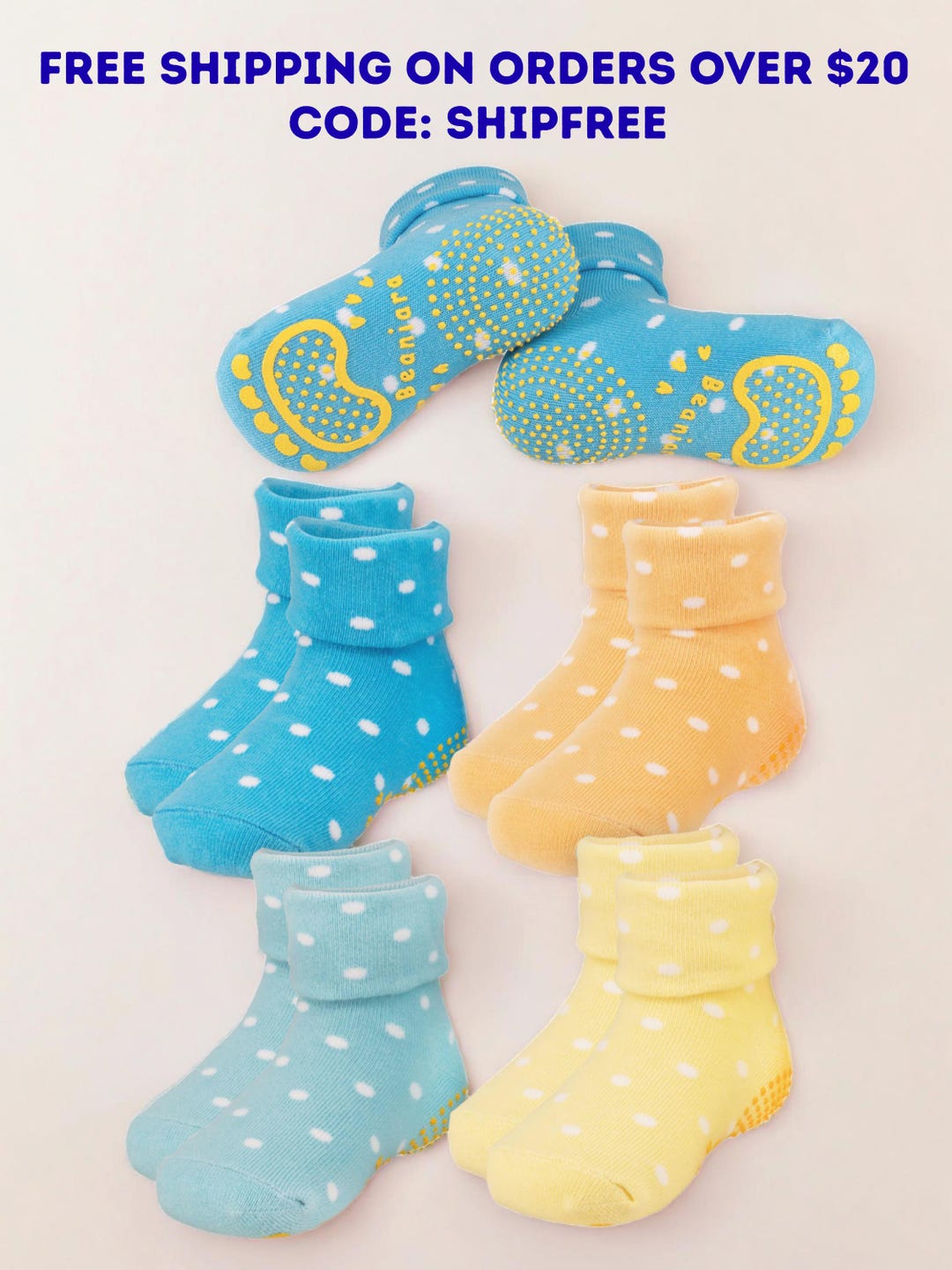 4 Pairs Non Toxic Silicon Grip Anti Slip Skid Socks for Baby Toddler ...