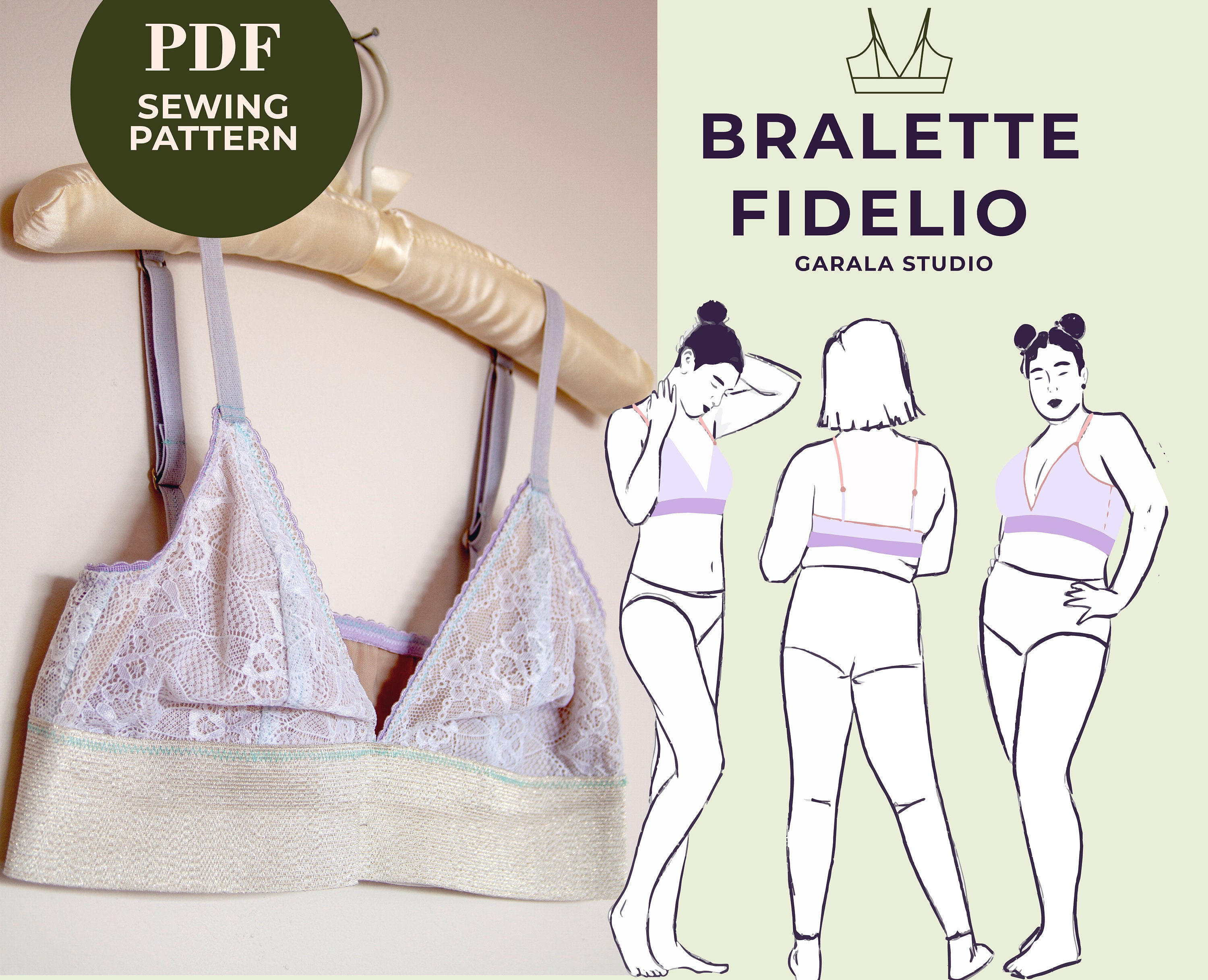 Fidelio Bralette Sewing Pattern for Lingerie PDF Download, Includes Step by Step Photo Tutorial ...