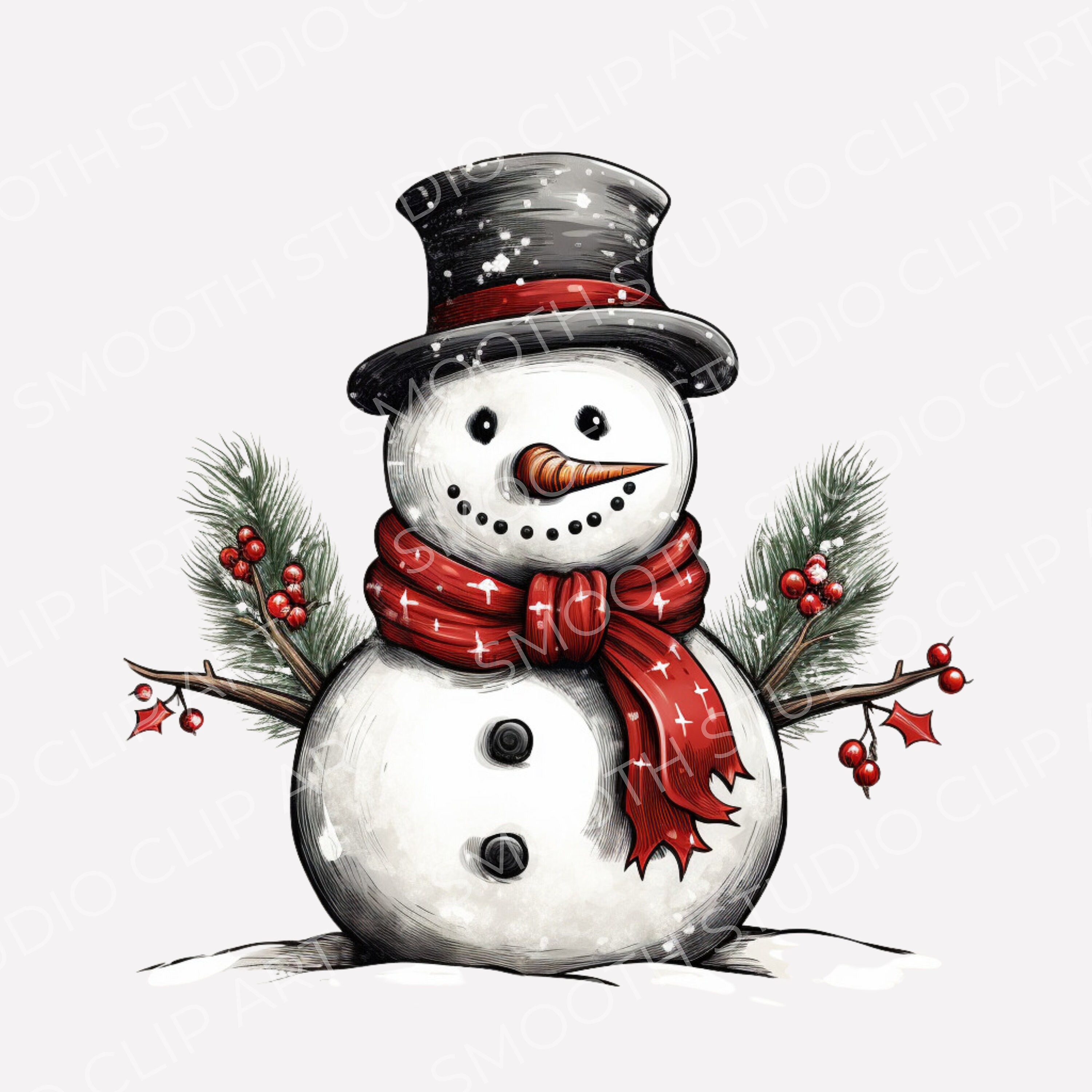 15 Christmas Snowman Clipart Bundle, High-quality Downloadable Clipart ...