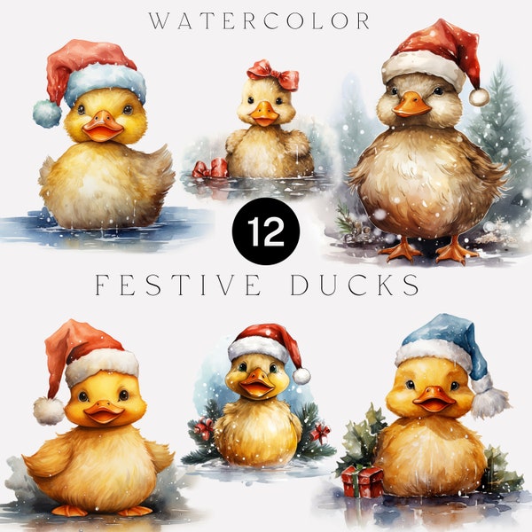 Christmas Duck Clipart - Etsy
