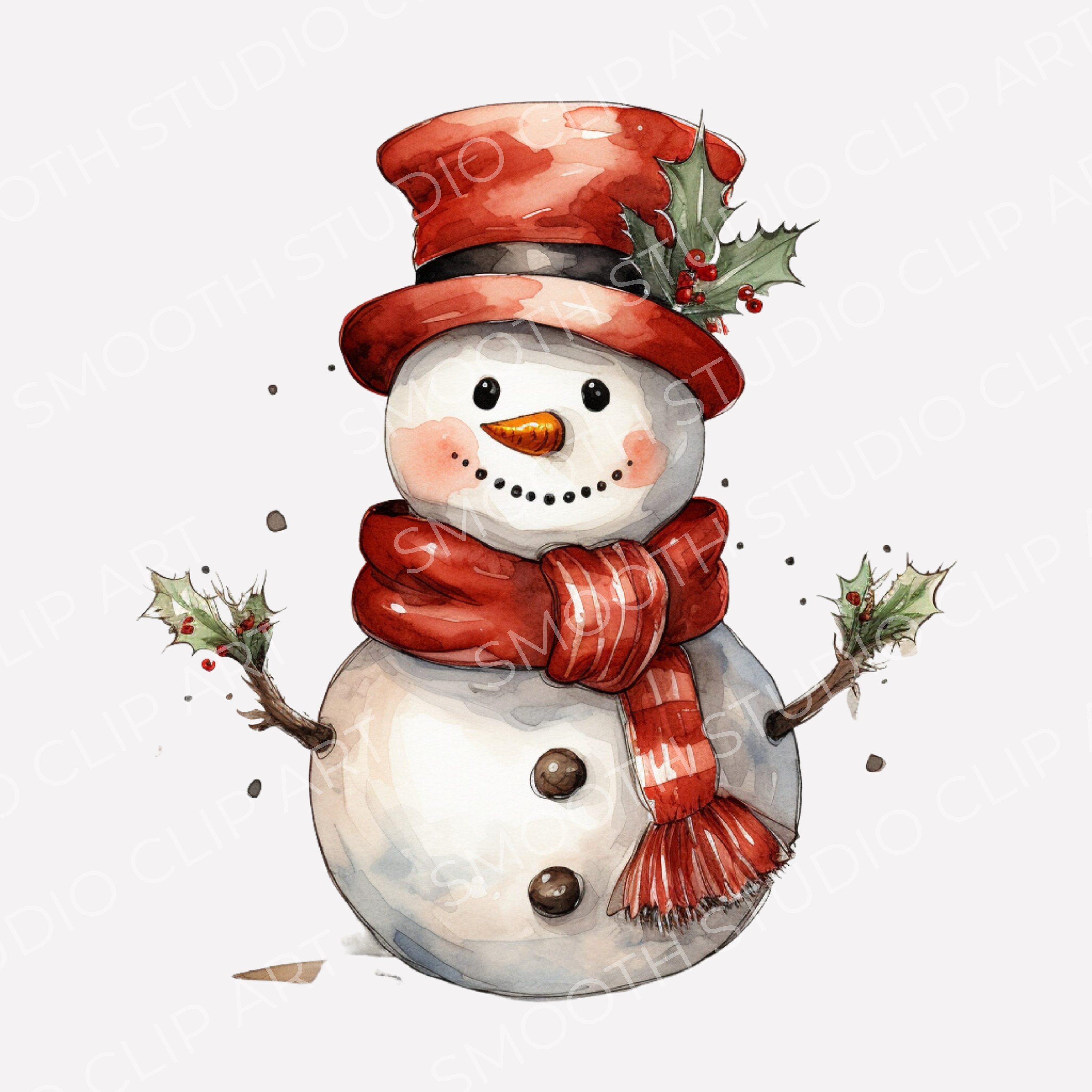15 Christmas Snowman Clipart Bundle, High-quality Downloadable Clipart ...