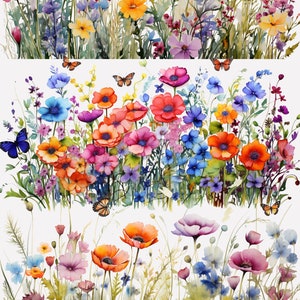 Watercolor Floral Clipart Bundle 8 Wildflowers Downloadable Clipart ...