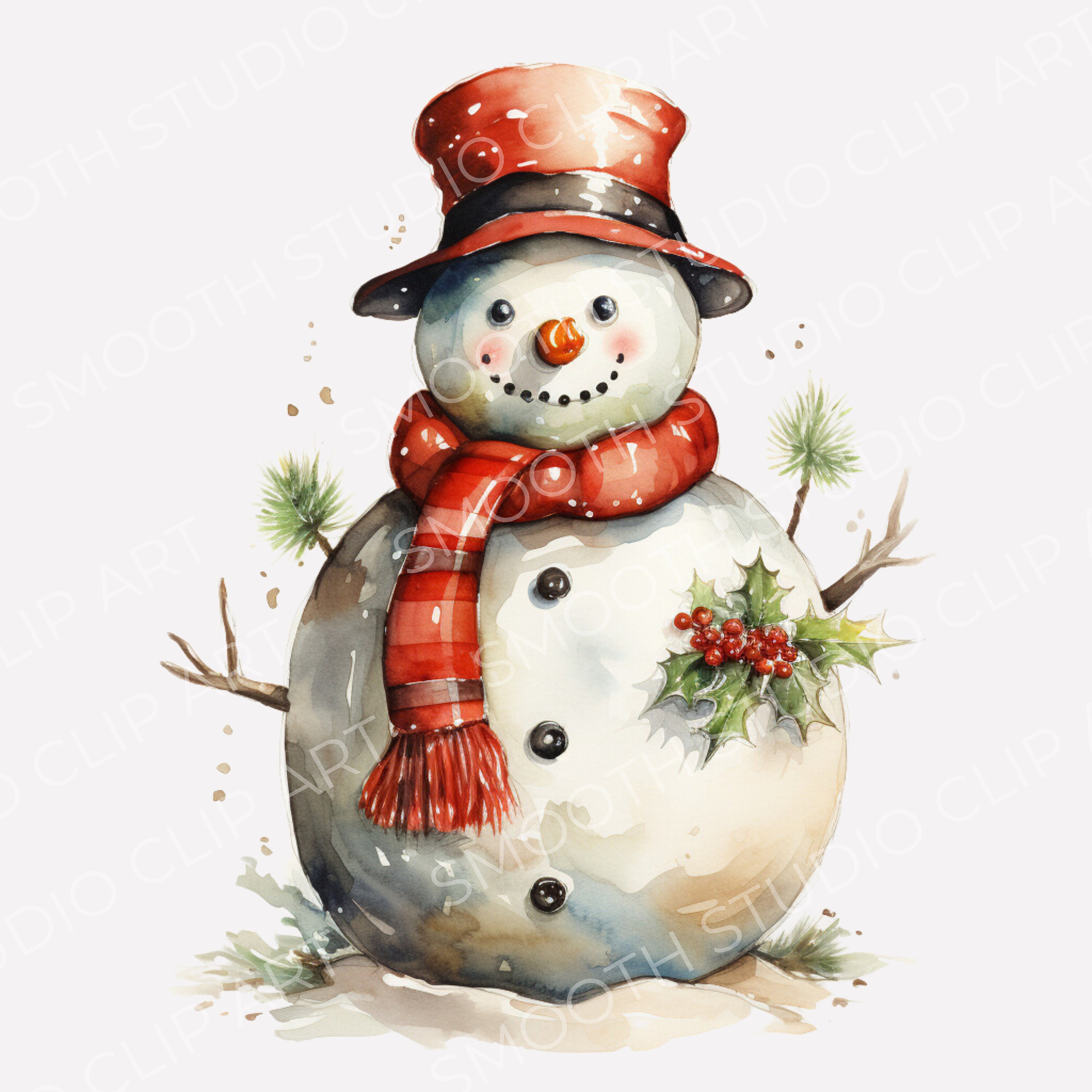 15 Christmas Snowman Clipart Bundle, High-quality Downloadable Clipart ...