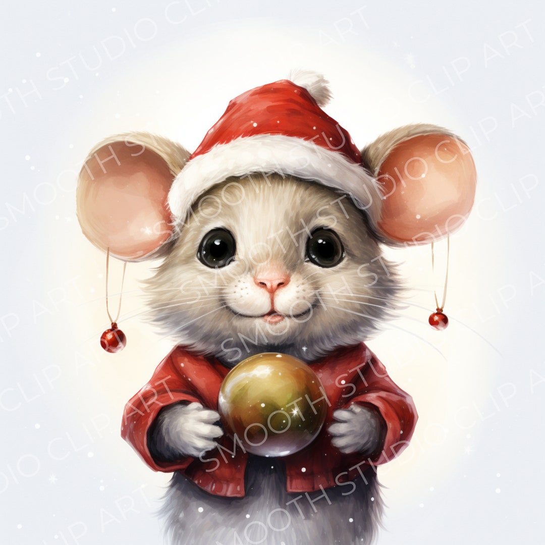 20 Christmas Mouse Clipart, Bundle of 20 Adorable Christmas Mouse JPG ...