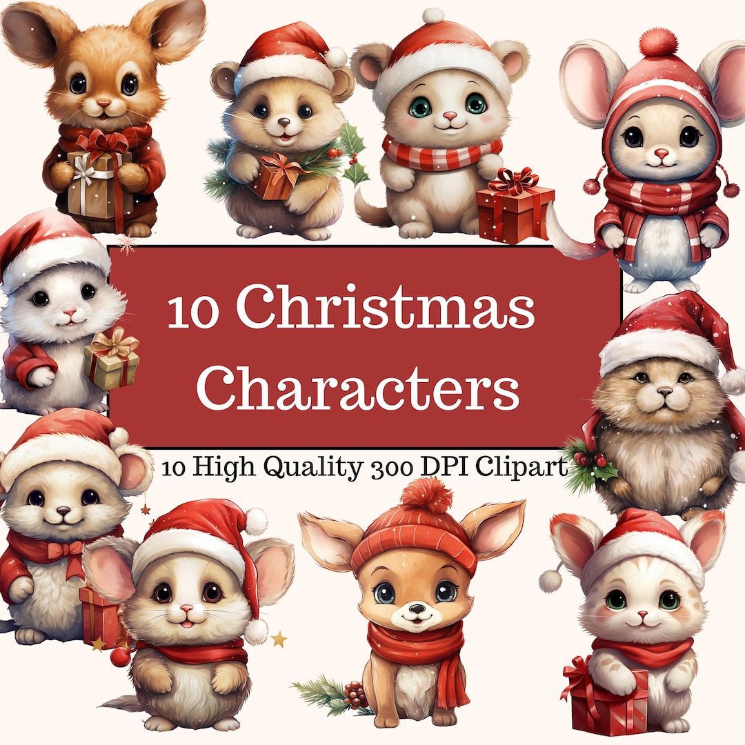 10 X Festive Christmas Characters PNG Clipart Set of 10 - Etsy