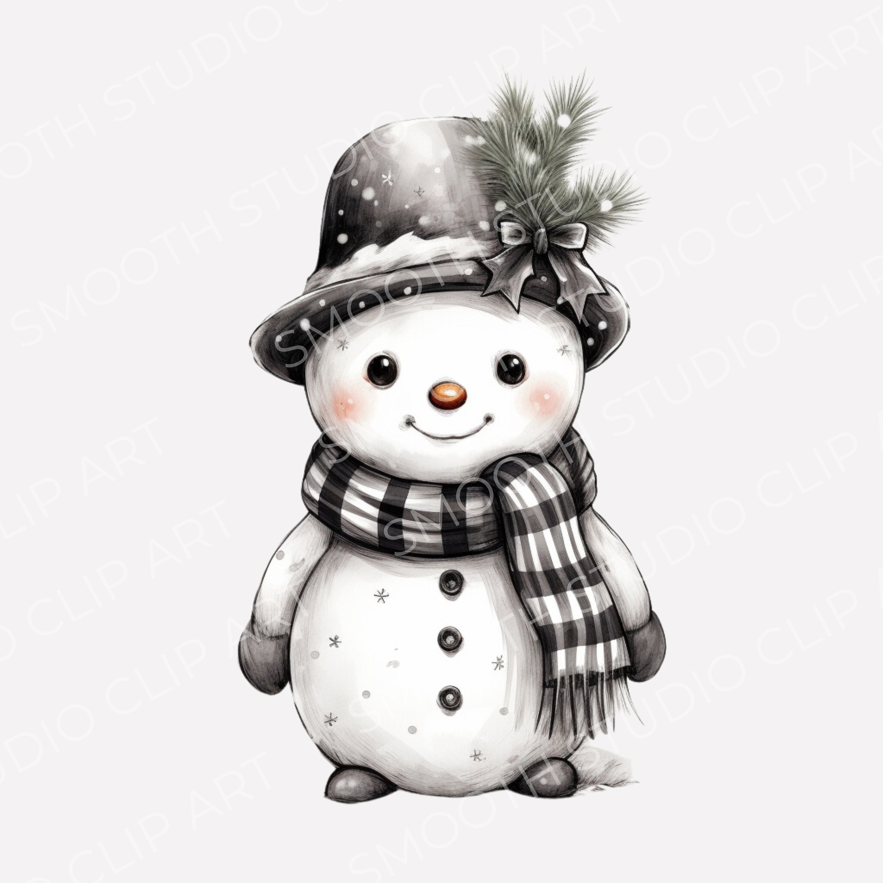 15 Christmas Snowman Clipart Bundle, High-quality Downloadable Clipart ...