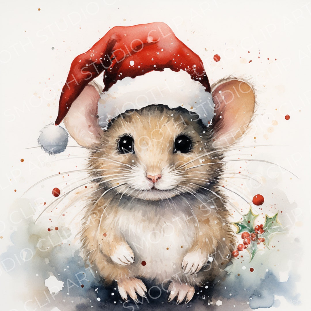 10 Christmas Mouse Clipart Downloadable Clipart With - Etsy
