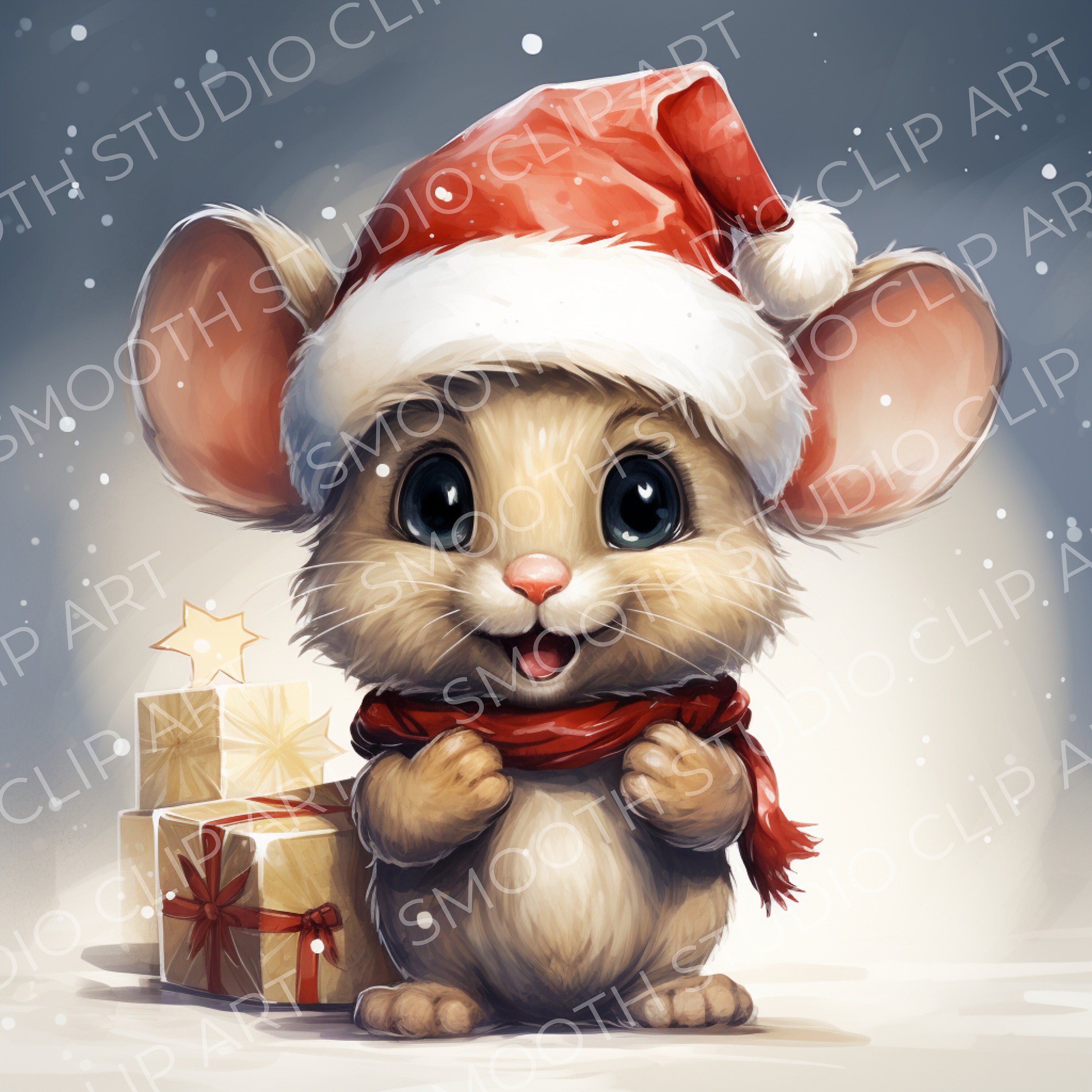 20 Christmas Mouse Clipart, Bundle of 20 Adorable Christmas Mouse JPG ...