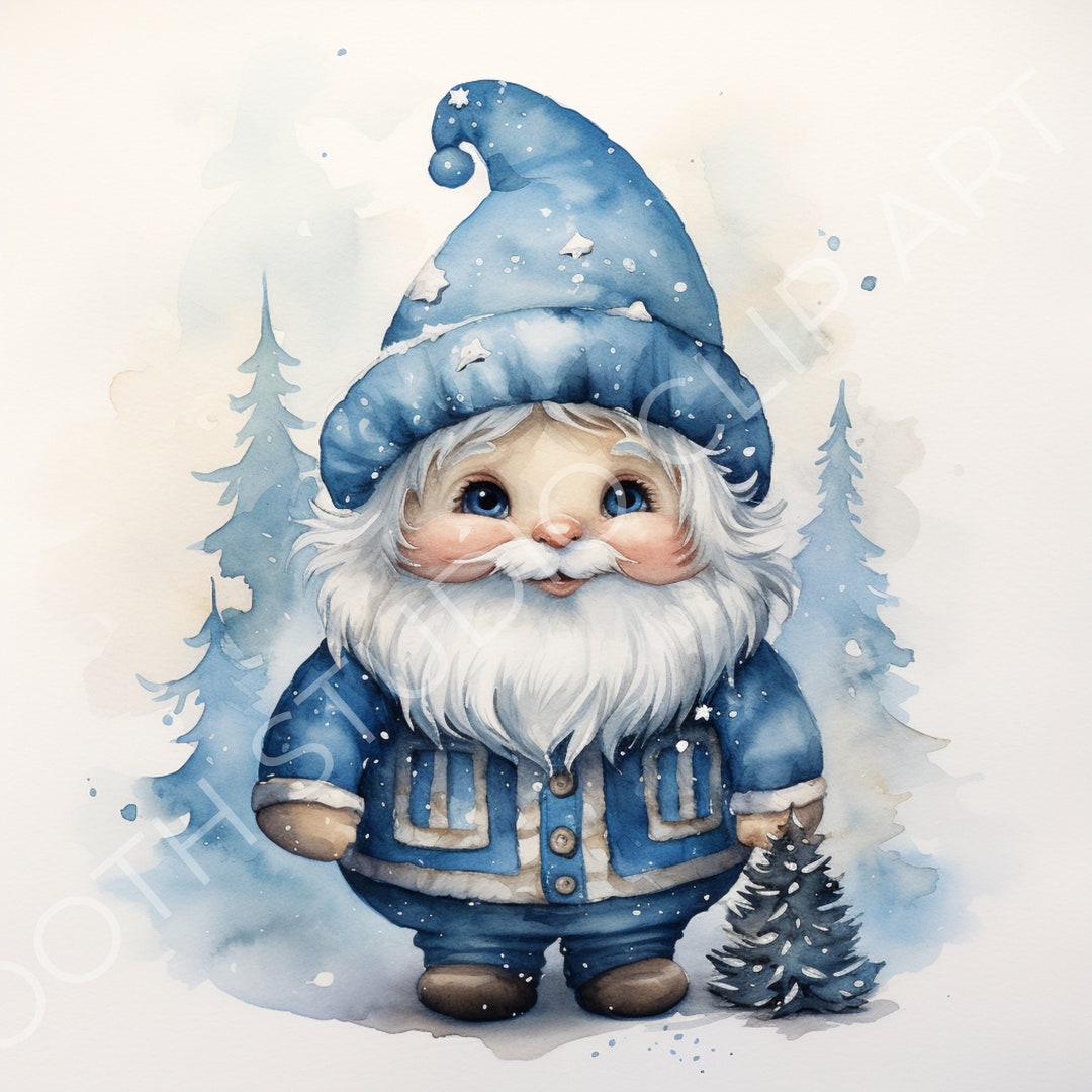 13 Blue Christmas Gnomes Clipart Bundle, High-quality Downloadable ...