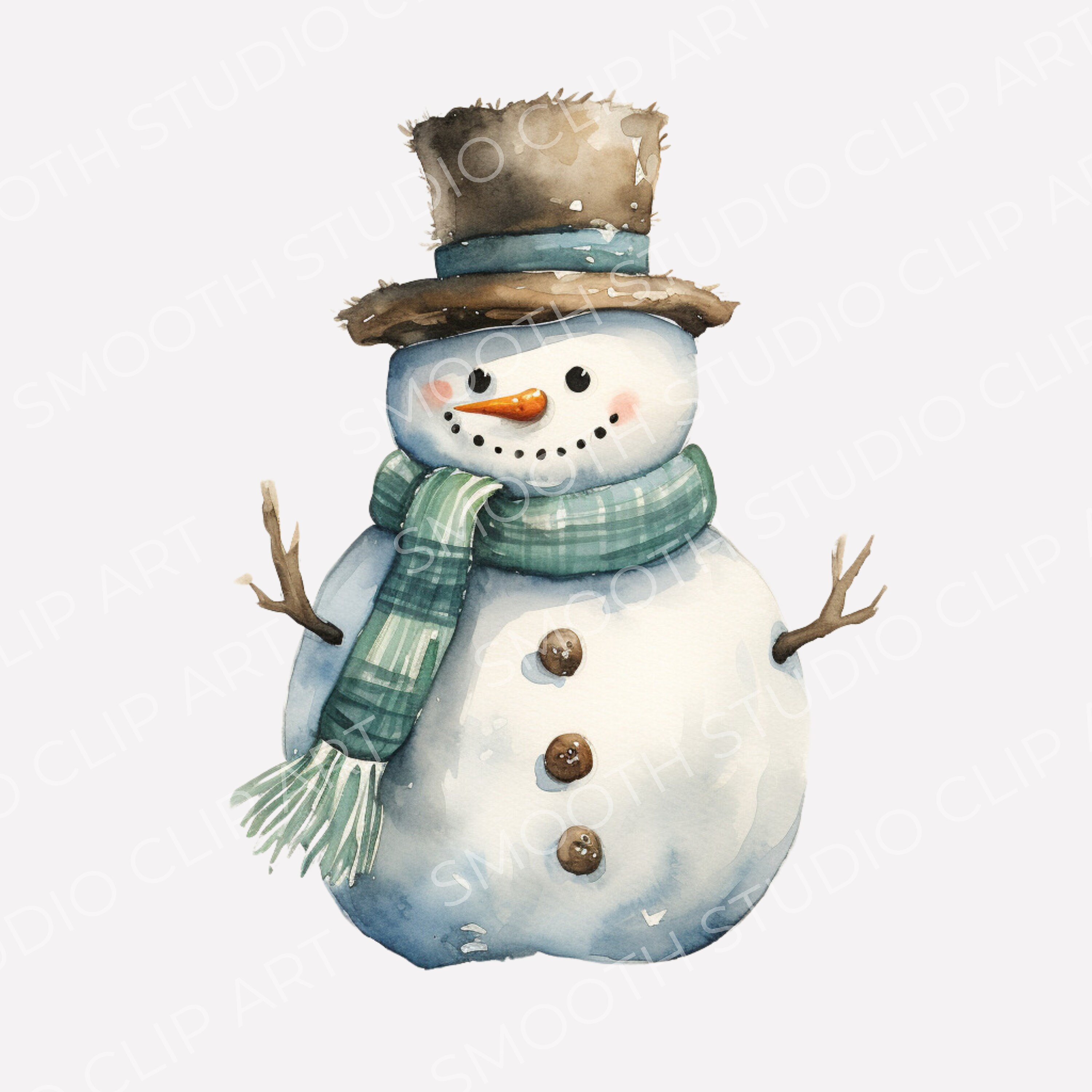 15 Christmas Snowman Clipart Bundle, High-quality Downloadable Clipart ...