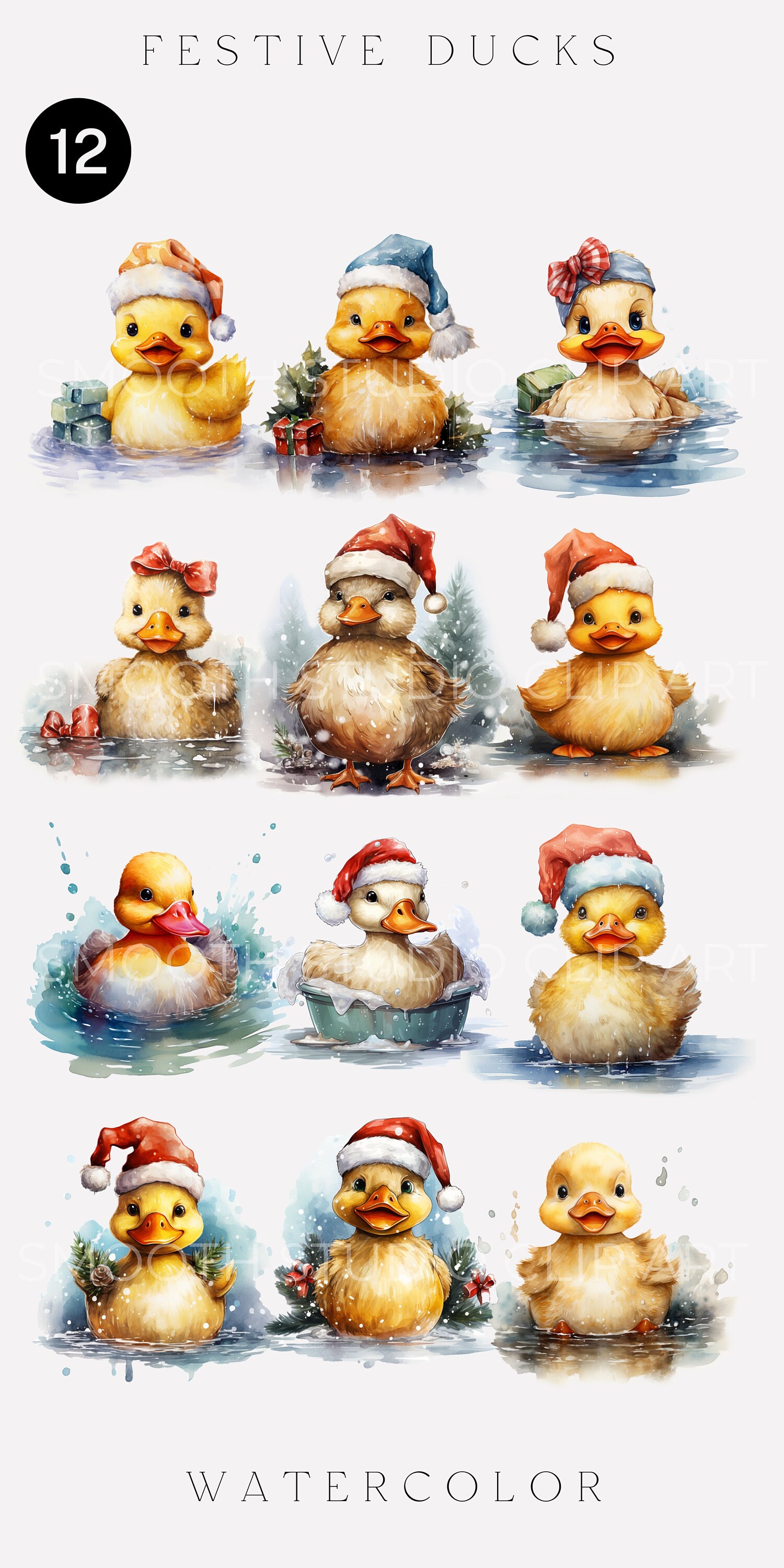 12 Christmas Duck Clipart Bundle Christmas Ducks PNG - Etsy