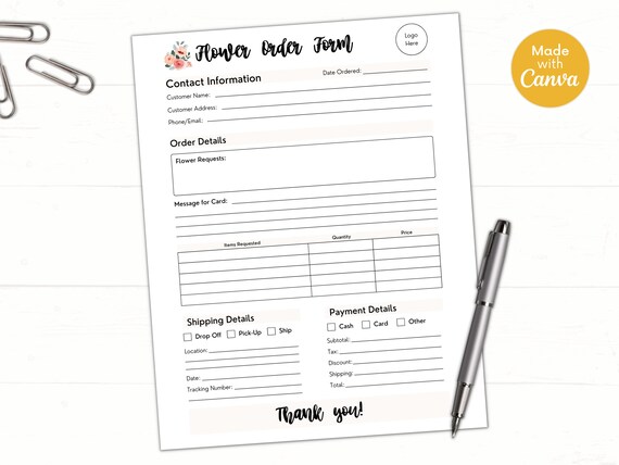 Wedding Flower Order Form Sample Fillable Online Recital Flower