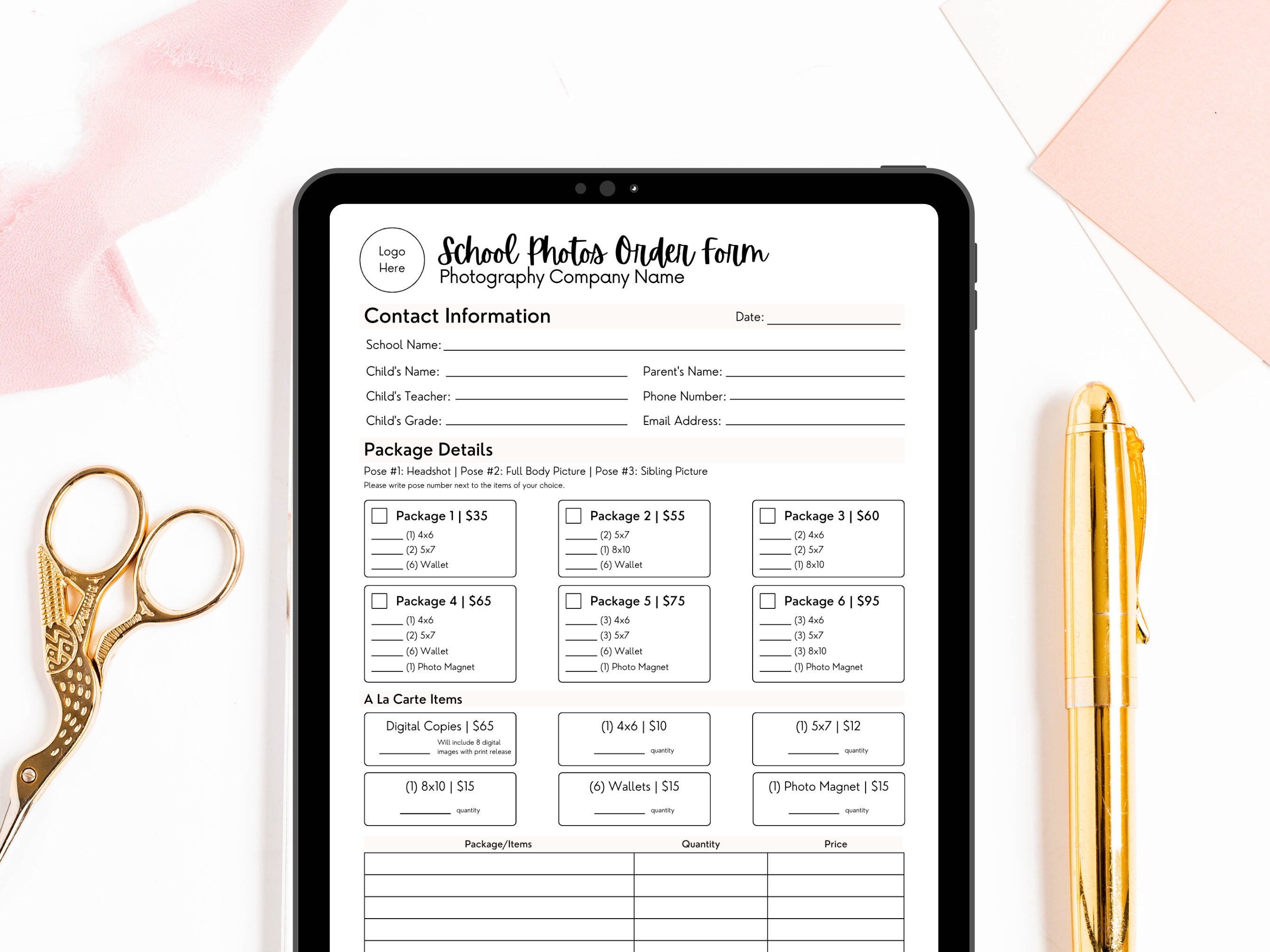 EDITABLE Photography Order Form | Canva Business Form, Canva School ...
