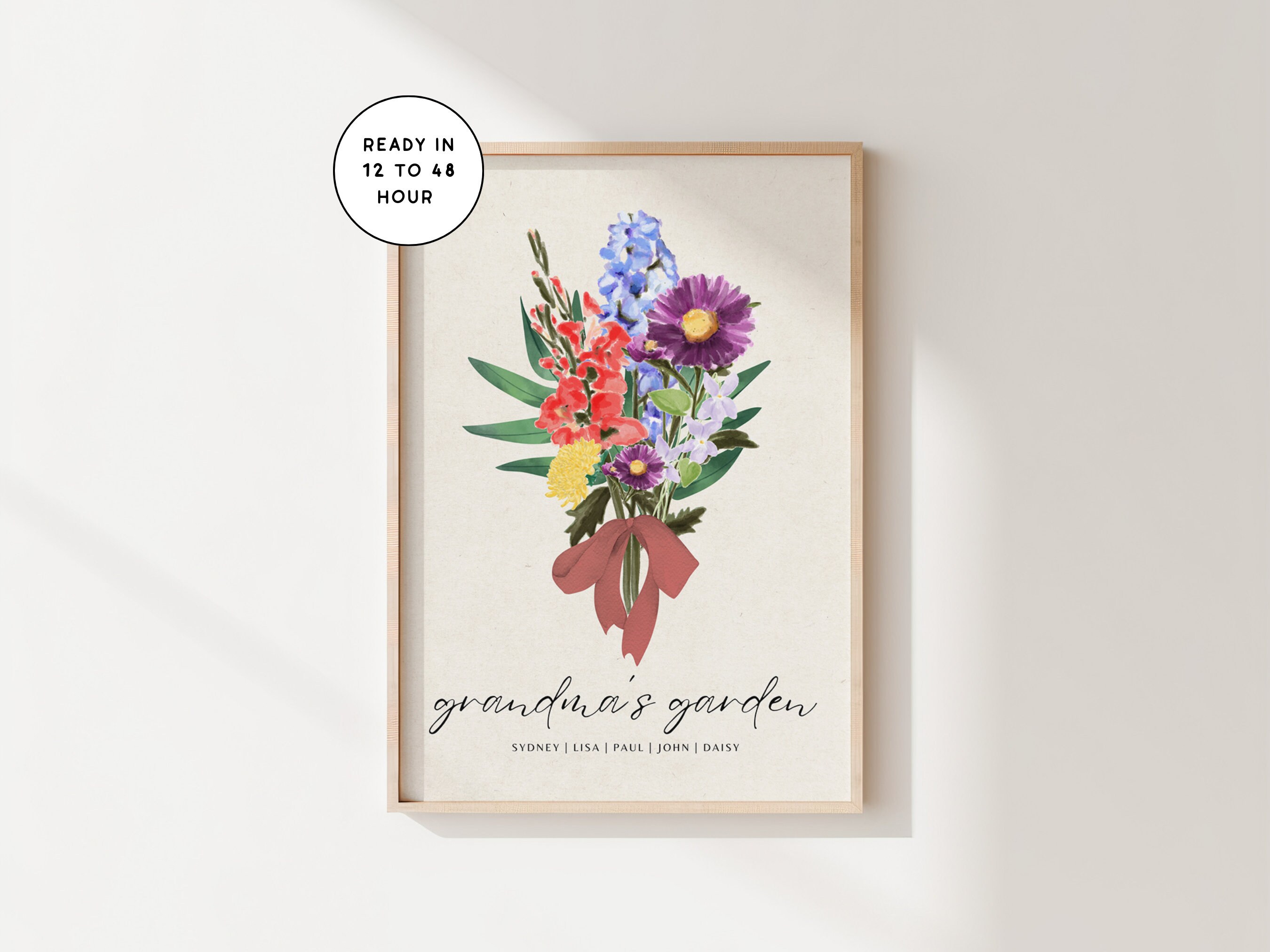 Family Birth Flower Bouquet | Digital Birth Flower Print | Personalized ...