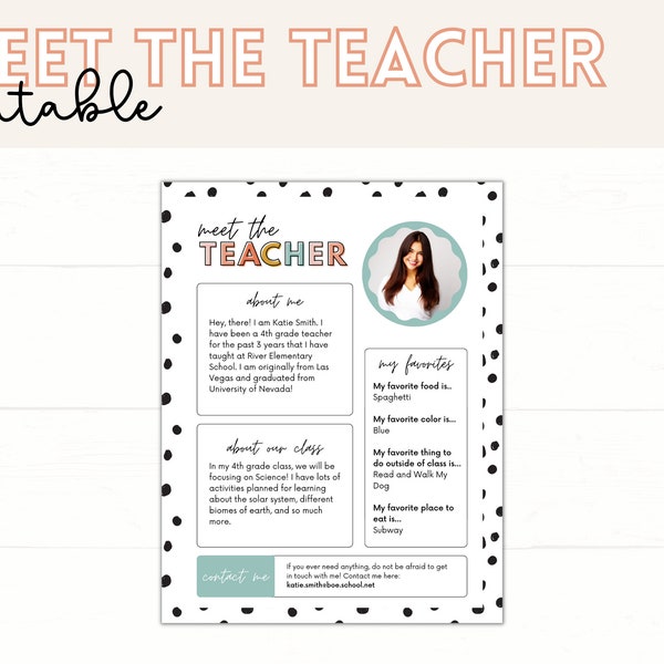 Printable Meet the Teacher - Etsy