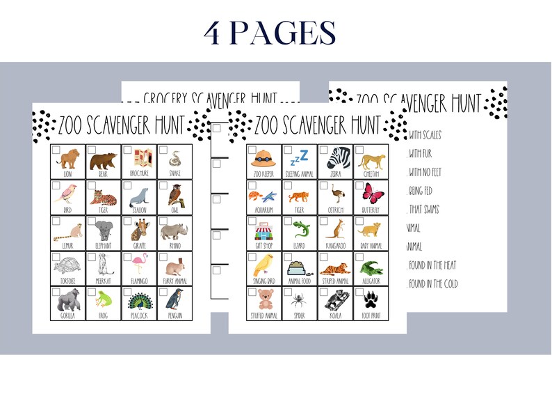 Zoo Scavenger Hunt Animal Scavenger Hunt Hunt for Animals | Etsy