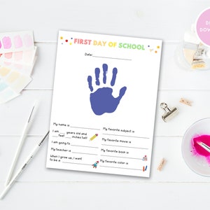 First Day of School Craft Handprint Back to School Memory Keepsake ...