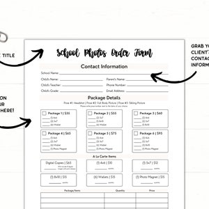 Editable School Photography Order Form, School Order Form, Printable ...