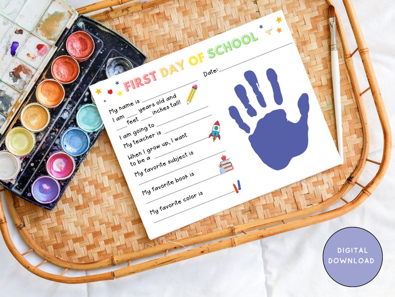 FIRST AND LAST Day of School Craft Handprint Back to School Memory ...