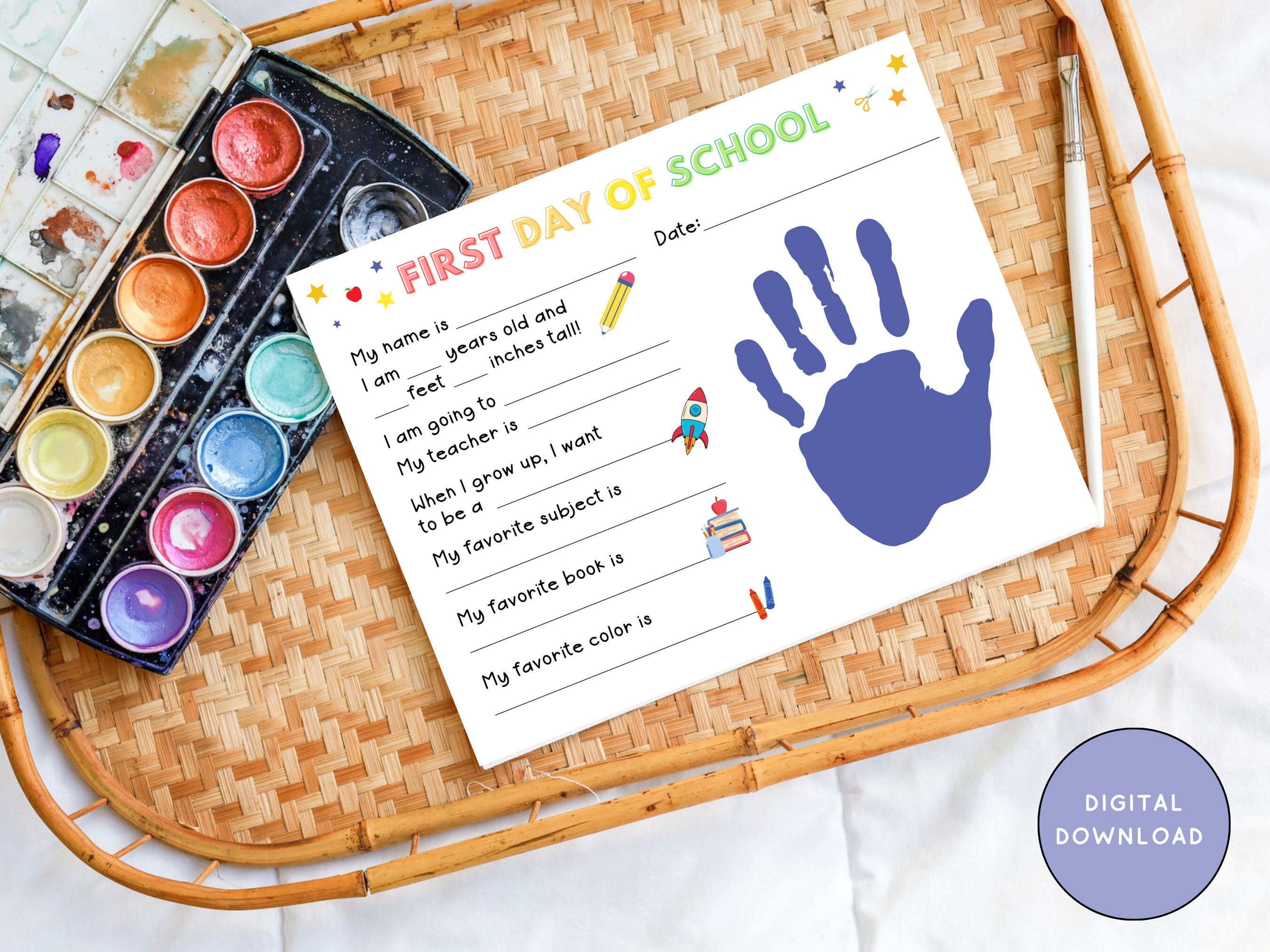 FIRST AND LAST Day of School Craft Handprint Back to School Memory ...