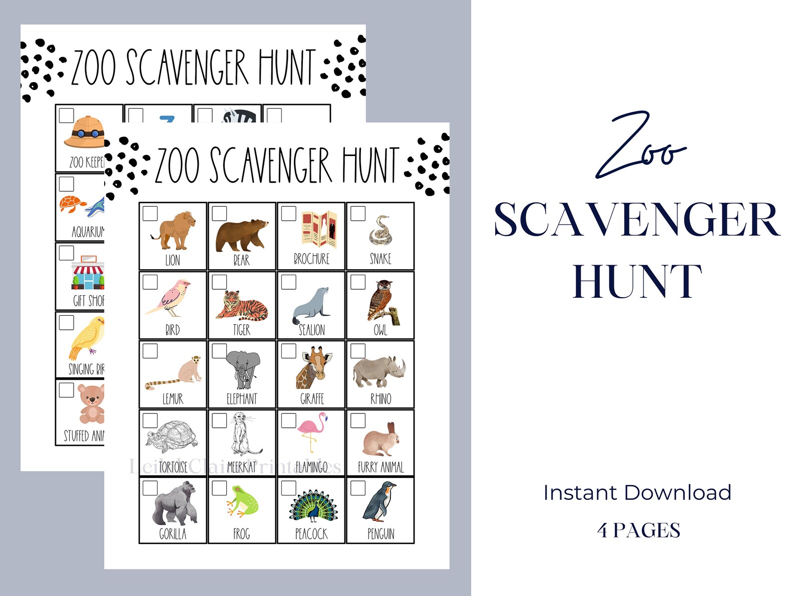 Zoo Scavenger Hunt Animal Scavenger Hunt Hunt for Animals | Etsy