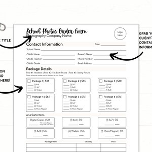 Editable School Photography Order Form, Canva School Order Form ...