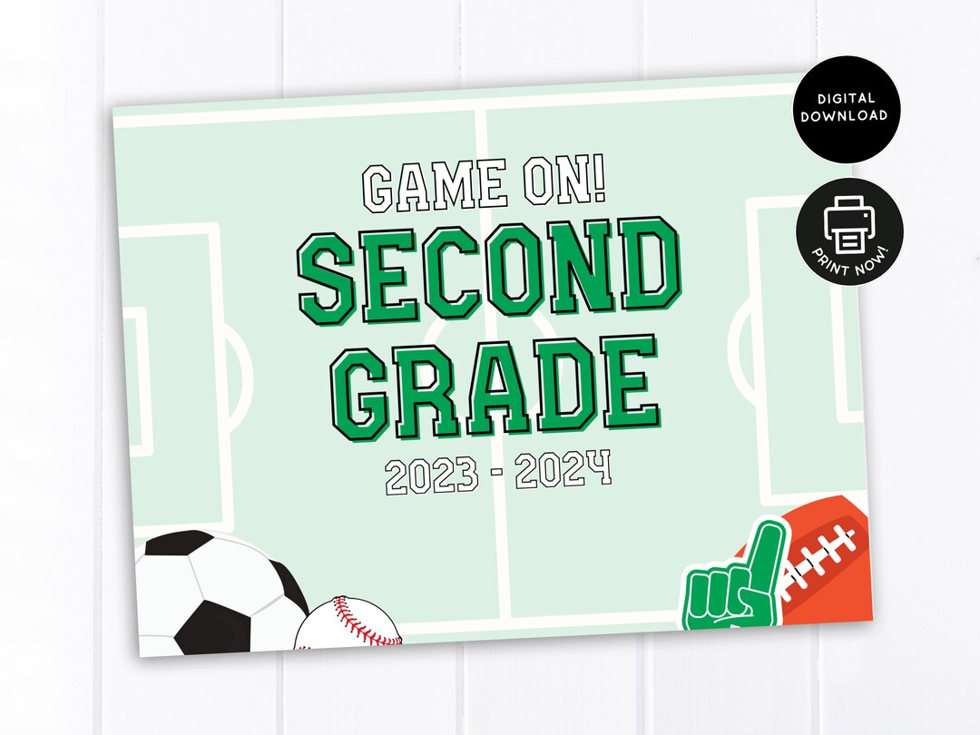 Sports First Day of 2nd Grade Printable Sign Printable School Sign Boy ...