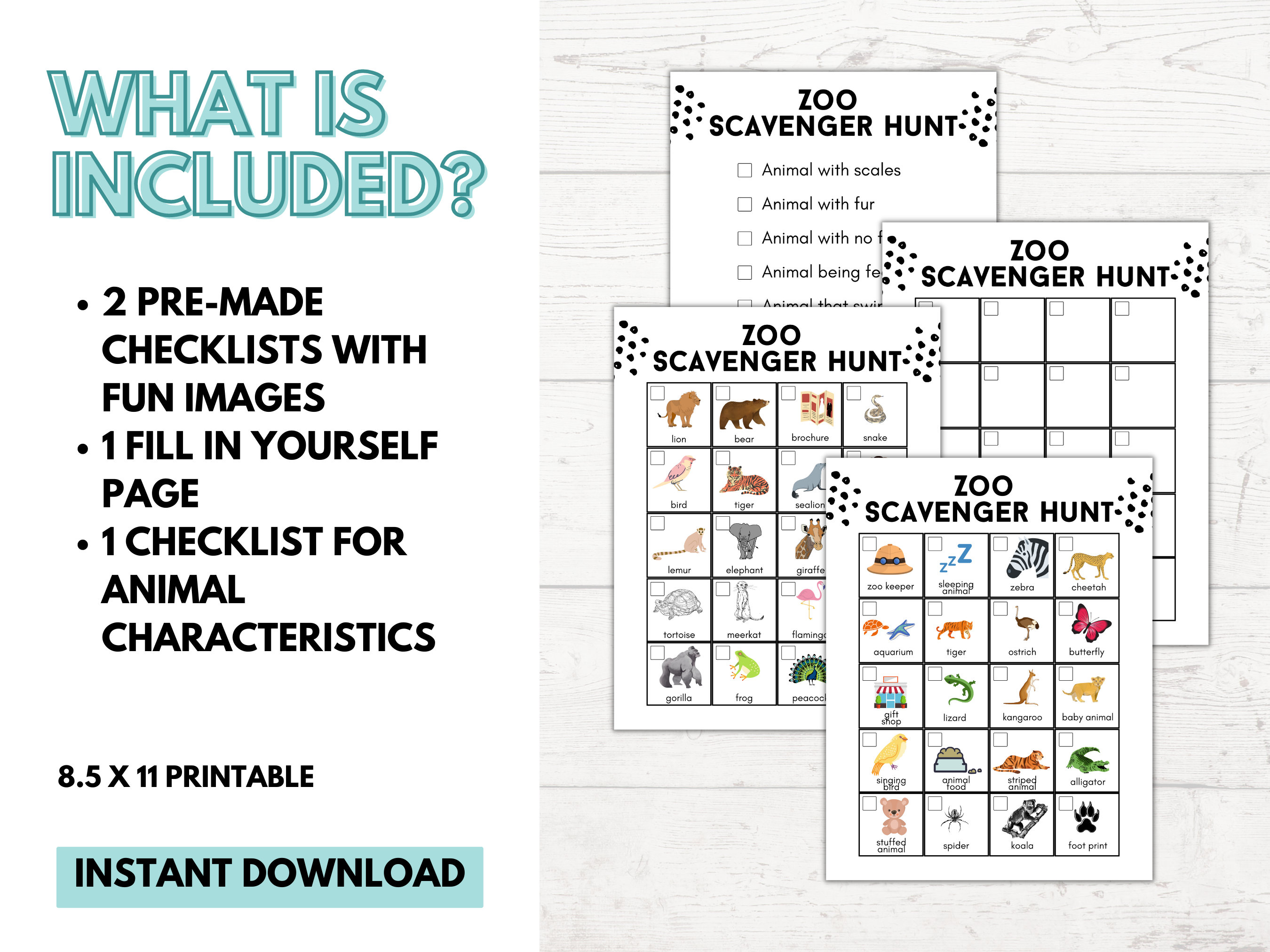 Zoo Scavenger Hunt Animal Scavenger Hunt Hunt for Animals Zoo ...