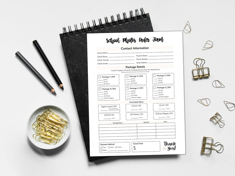 Editable School Photography Order Form, School Order Form, Printable ...
