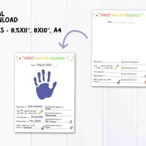 First Day of School Craft Handprint Back to School Memory Keepsake ...