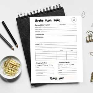 EDITABLE Floral Order Form, Florist Order Form, Custom Flower Order ...