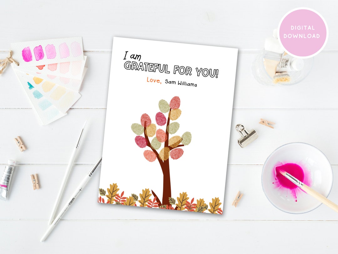 Fall Thumbprint Craft Autumn Handprint Art Thanksgiving Keepsake DIY ...