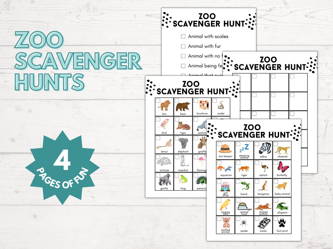 Zoo Scavenger Hunt Animal Scavenger Hunt Hunt for Animals Zoo ...