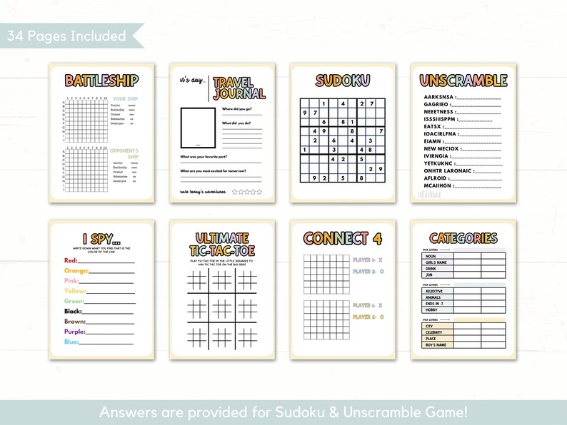 Kid Travel Activity Book Printable Games For Kids Travel Etsy Kid Travel Activity Book Printable Games For Kids Travel Etsy