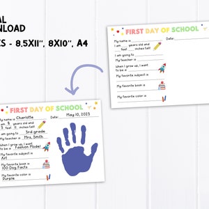 FIRST AND LAST Day of School Craft Handprint Back to School Memory ...