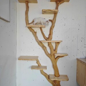 Natural Solid Wood Cat Tree Stylish Cat Furniture, Cat House, Cat Tree ...