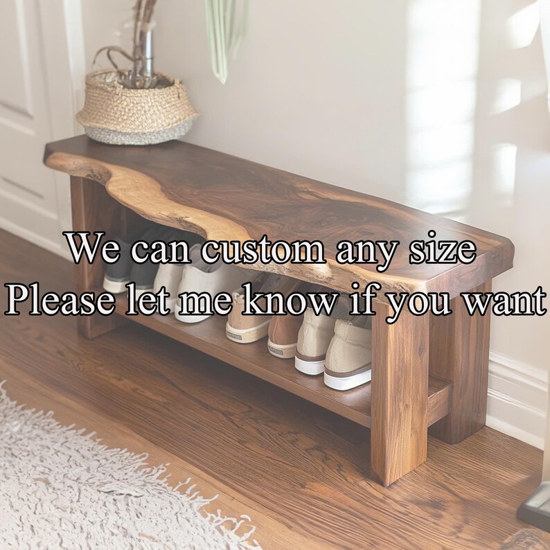 Rustic Shoe Bench Solid Wood Handmade Unique Bench Modern Entryway ...