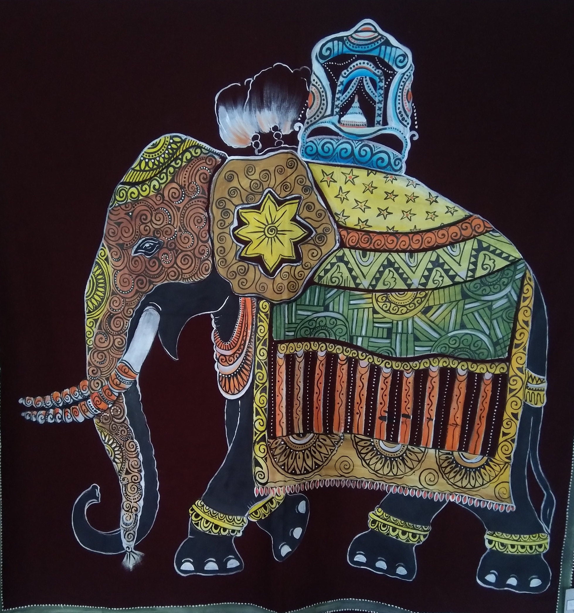 Sri Lanka Elephant Sri Lanka Bathik Painting of an Elephant Traditional ...