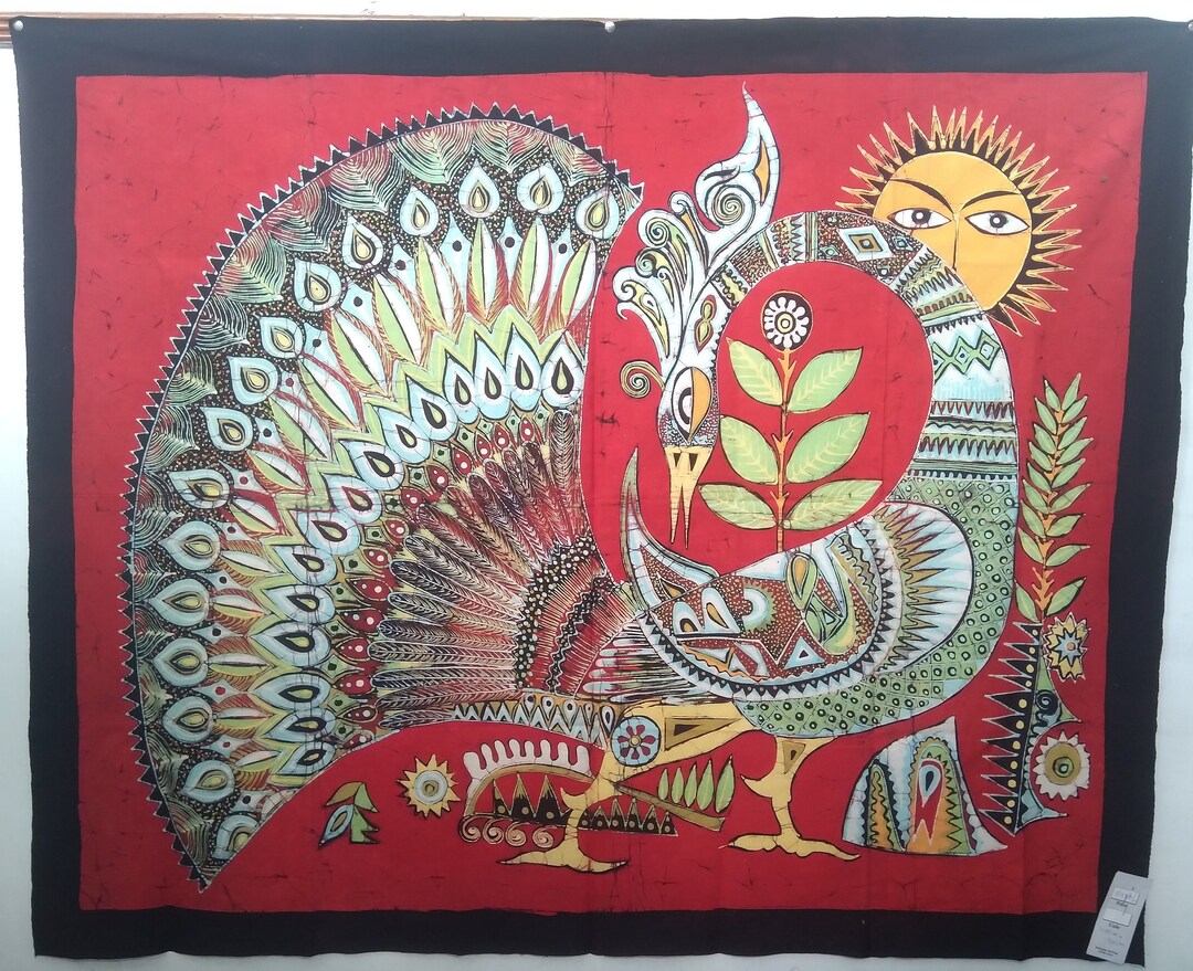 Sri Lanka Bathik Painting of a Peacock Wall Hanging Wall Art - Etsy