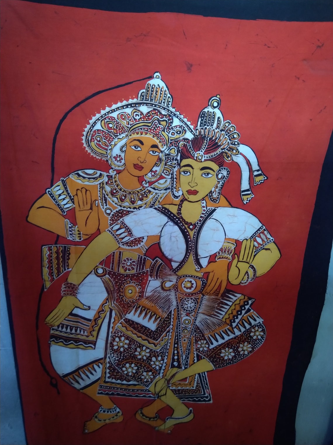 Sri Lanka Bathik Traditional Sri Lankan Kandy Couple Dancer Etsy