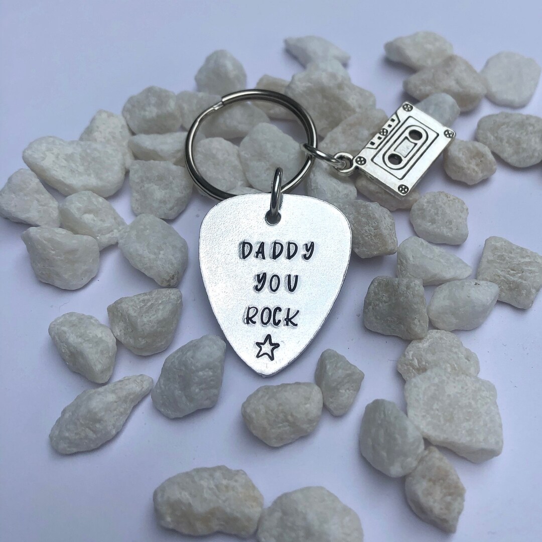 Daddy Plectrum Keyring, Fathers Day Gift, You Rock Keyring, Grandad ...