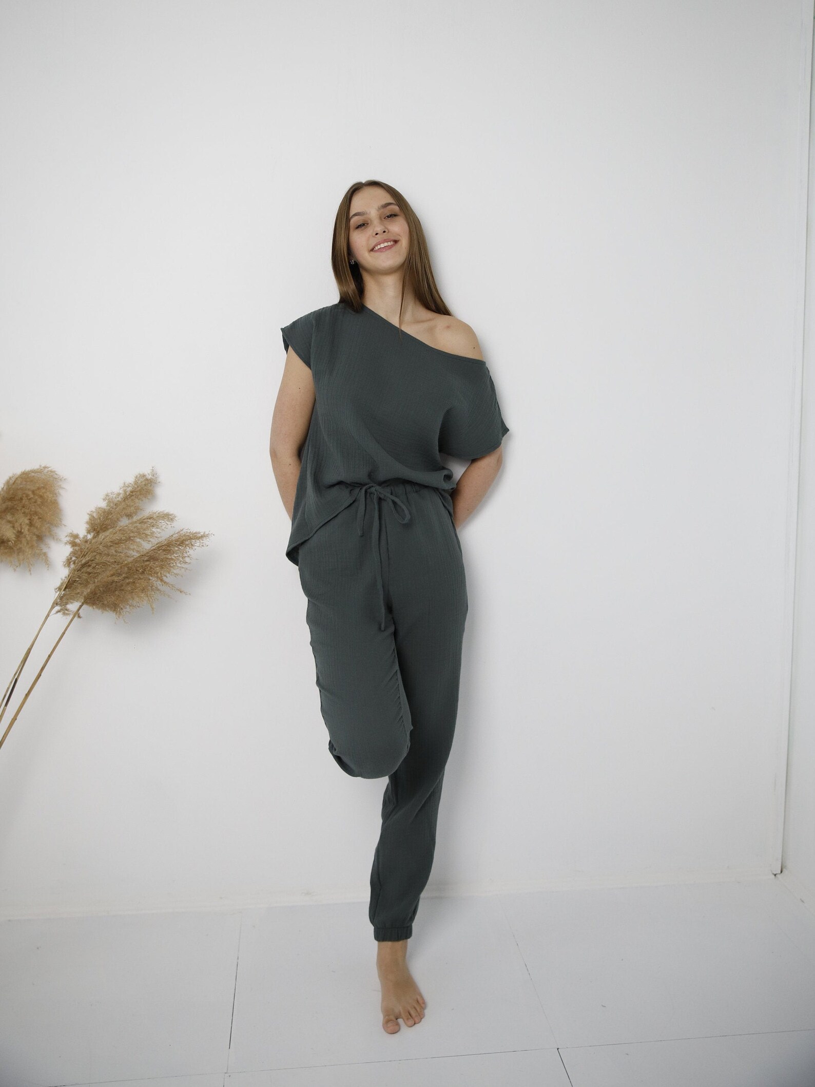 Musselin Schlafanzug Set, 100% Baumwolle Musselin Damen Schlafanzug ...