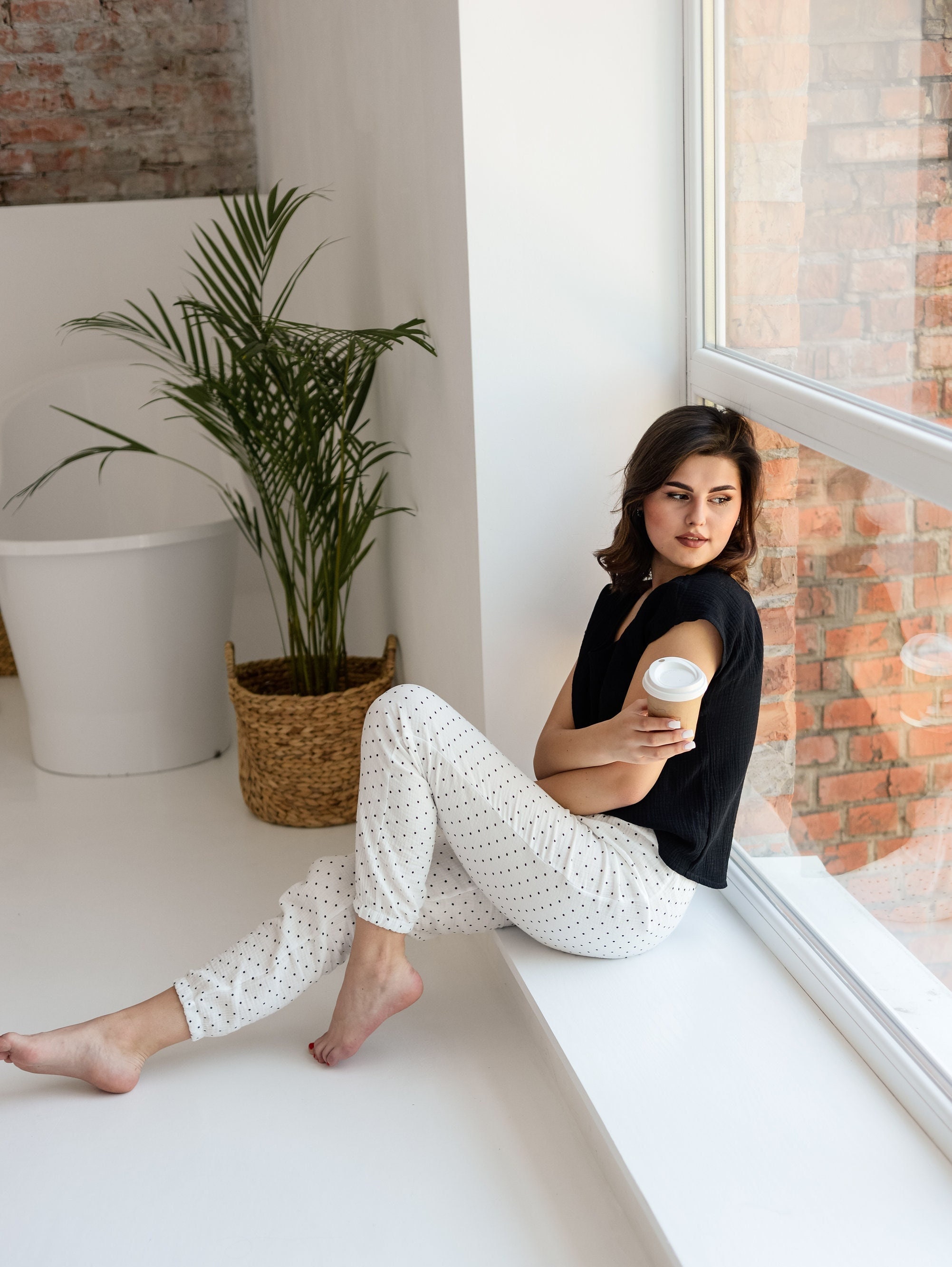 Black and White Polka Dot Pajamas Set - Etsy