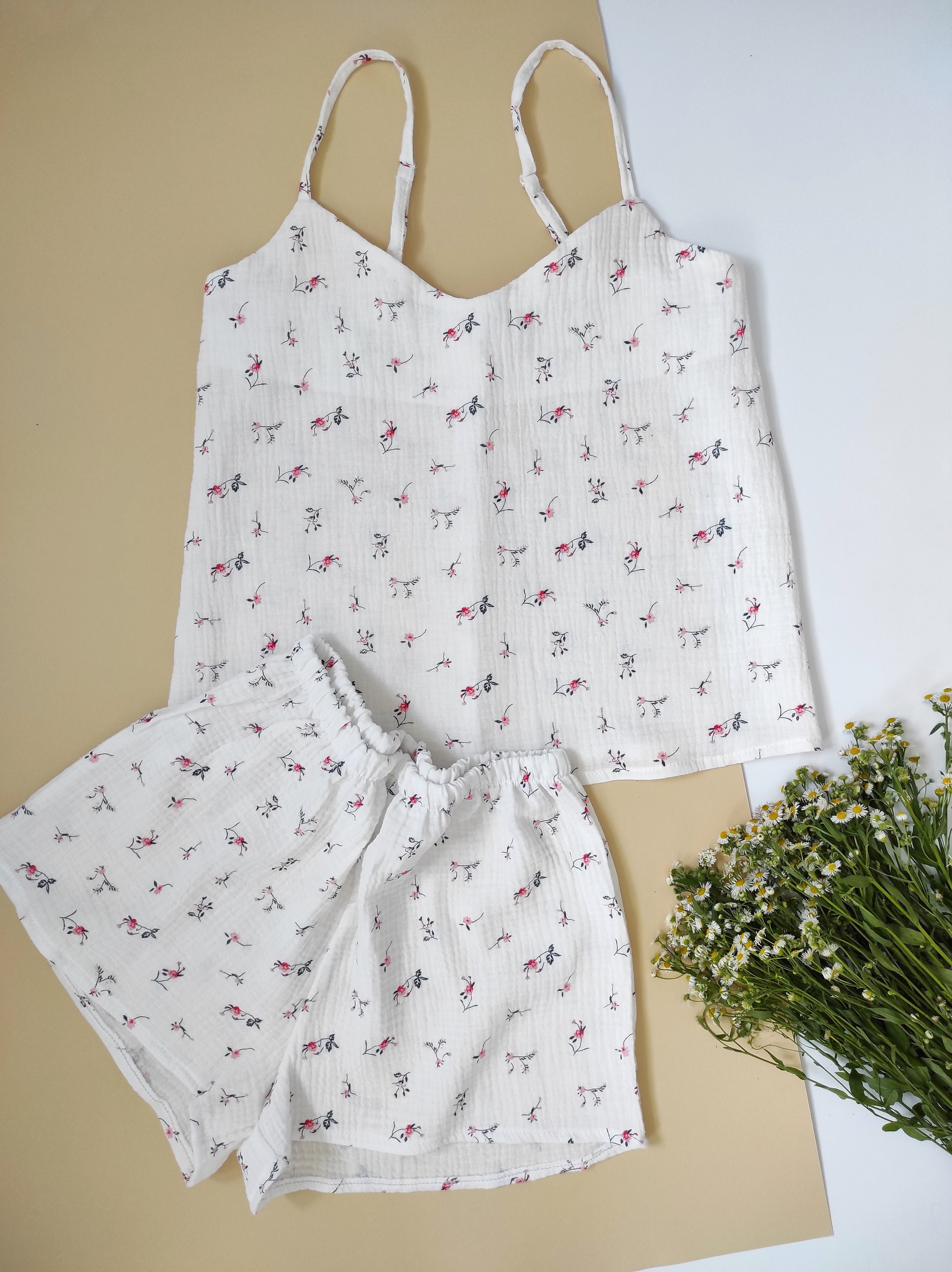 Pijama suave 100% algodón pijama de dama de honor en flores | Etsy