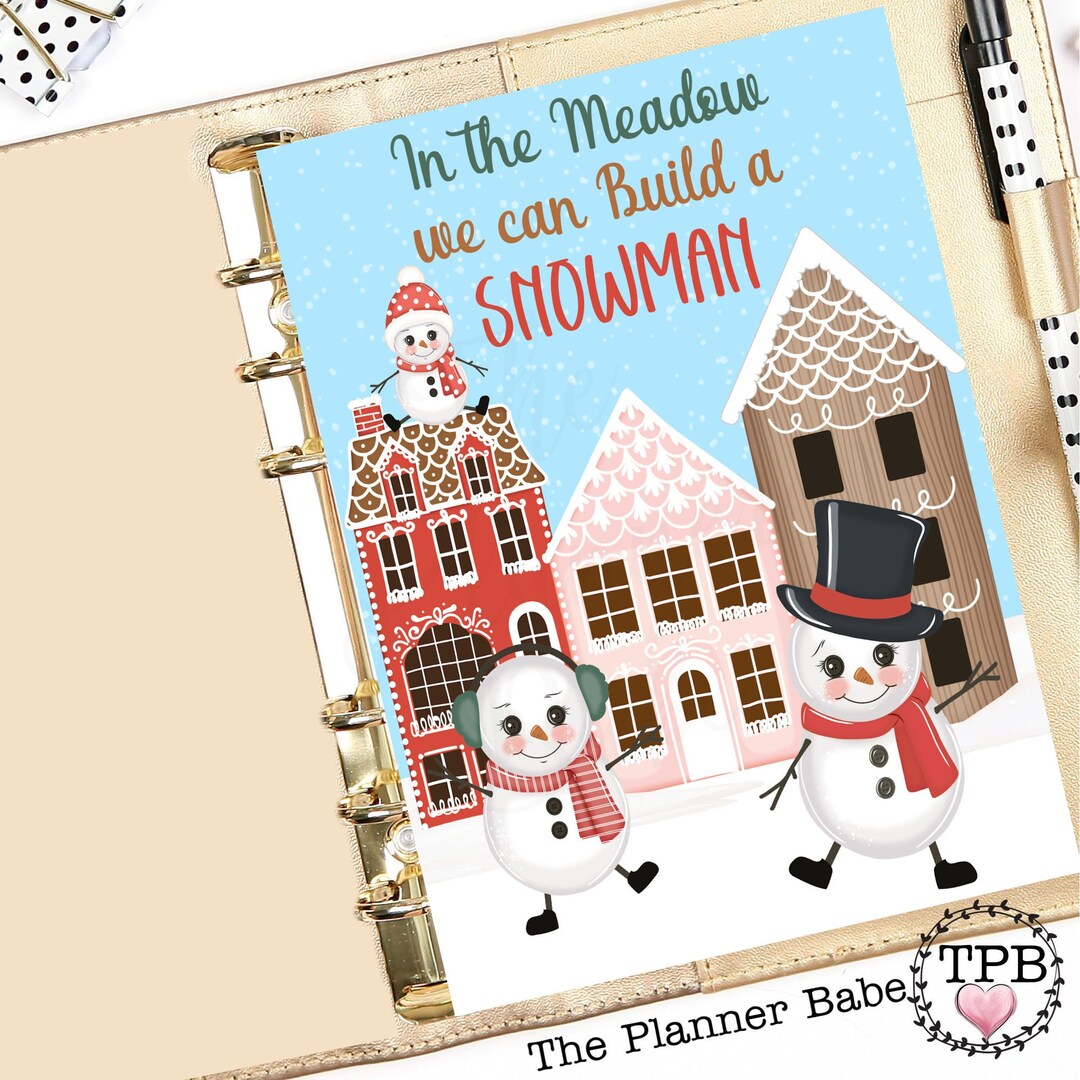 Build A Snowman Planner Cover or Dashboard, A5 Insert, GM MM PM Agenda ...