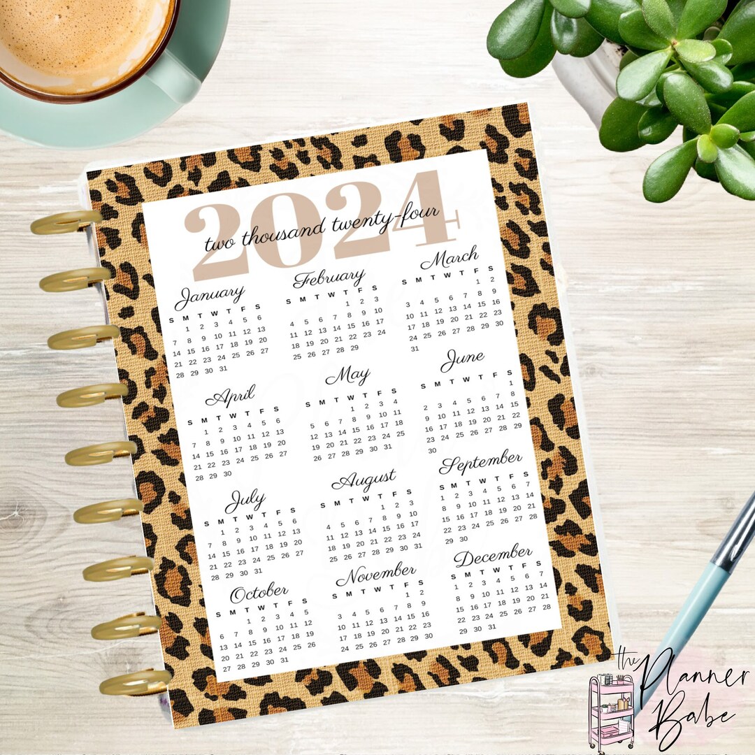 2024 Leopard Calendar Dashboard Planner Cover, A5 Insert, A6 GM MM PM ...