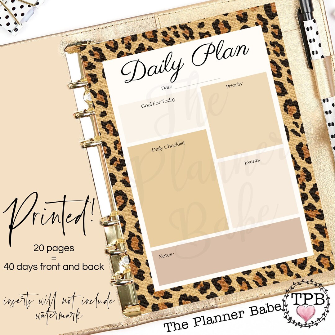 Leopard Daily, Printed Planner Inserts for PM MM GM Agenda, Planner ...