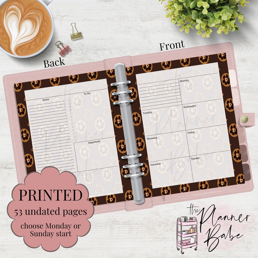Undated Weekly 53 PAGES PRINTED Planner Refill, Planner Note Pages, A6 ...