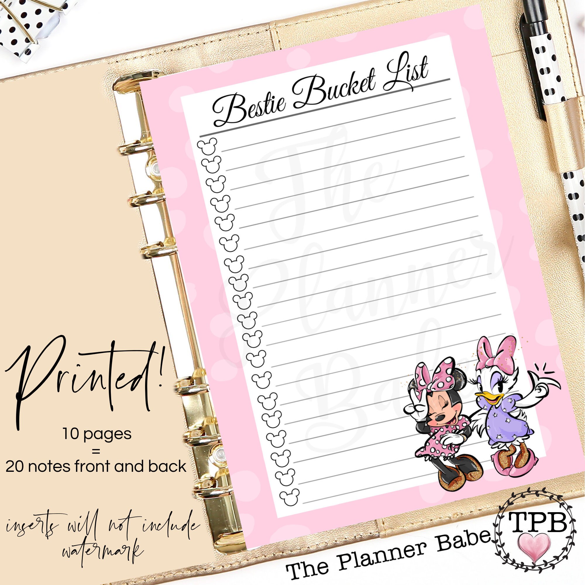 Bestie Bucket List Printed Planner Inserts PM MM GM Agenda | Etsy